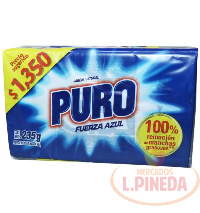 Jabon Barra Puro X 250 G Fuerza Azul Paquete